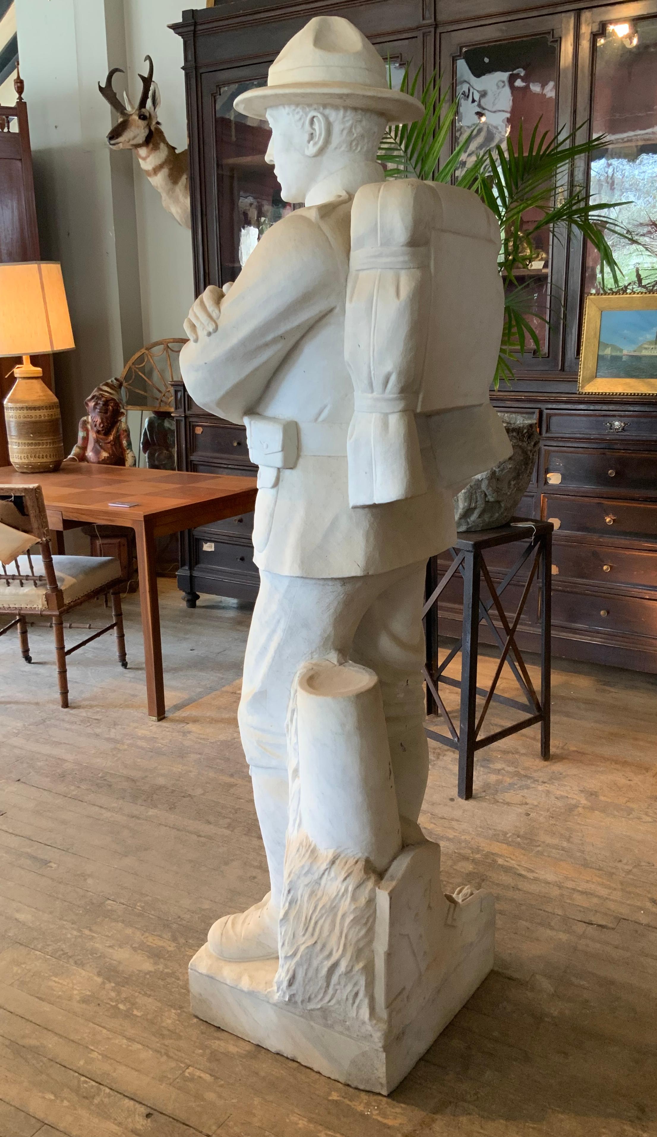 Life Sized Carved Marble Sculpture of a Soldier For Sale at 1stDibs