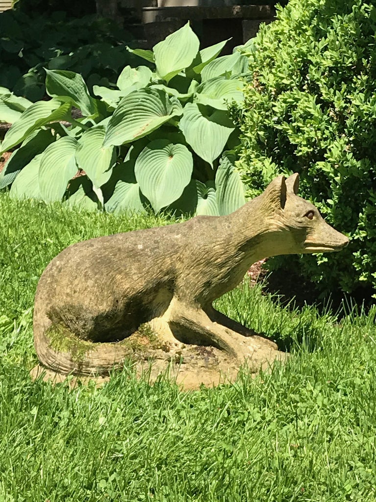 Life-Sized English Cast Stone Fox at 1stDibs