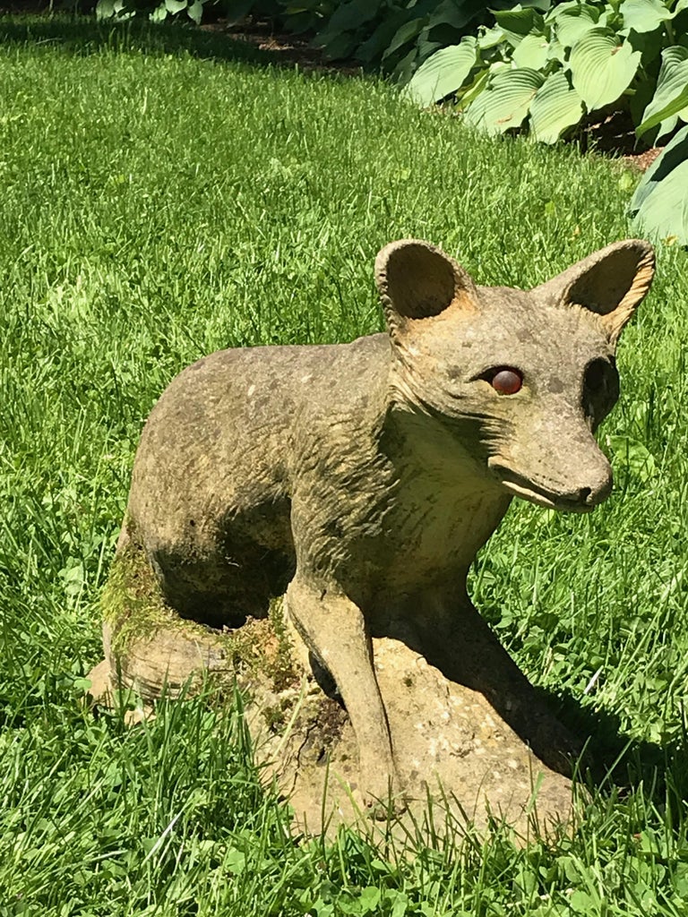 Life-Sized English Cast Stone Fox at 1stDibs