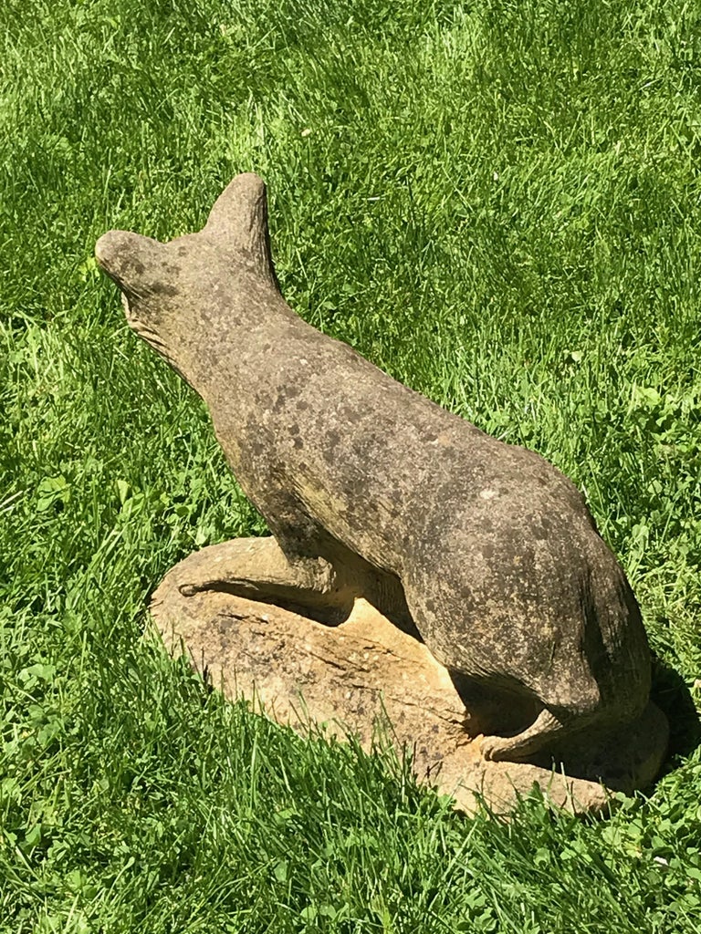 Life-Sized English Cast Stone Fox at 1stDibs
