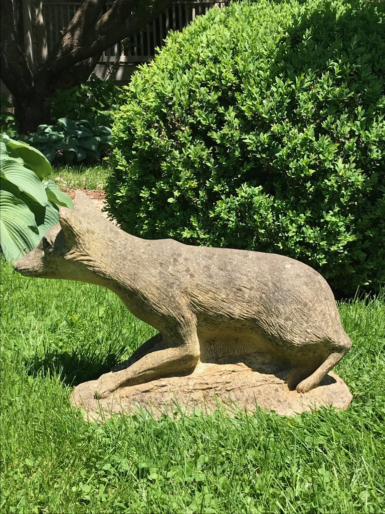 Life-Sized English Cast Stone Fox at 1stDibs