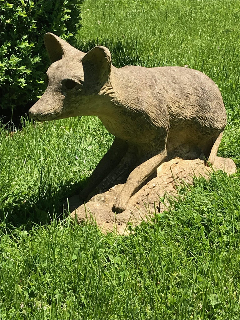 Life-Sized English Cast Stone Fox at 1stDibs
