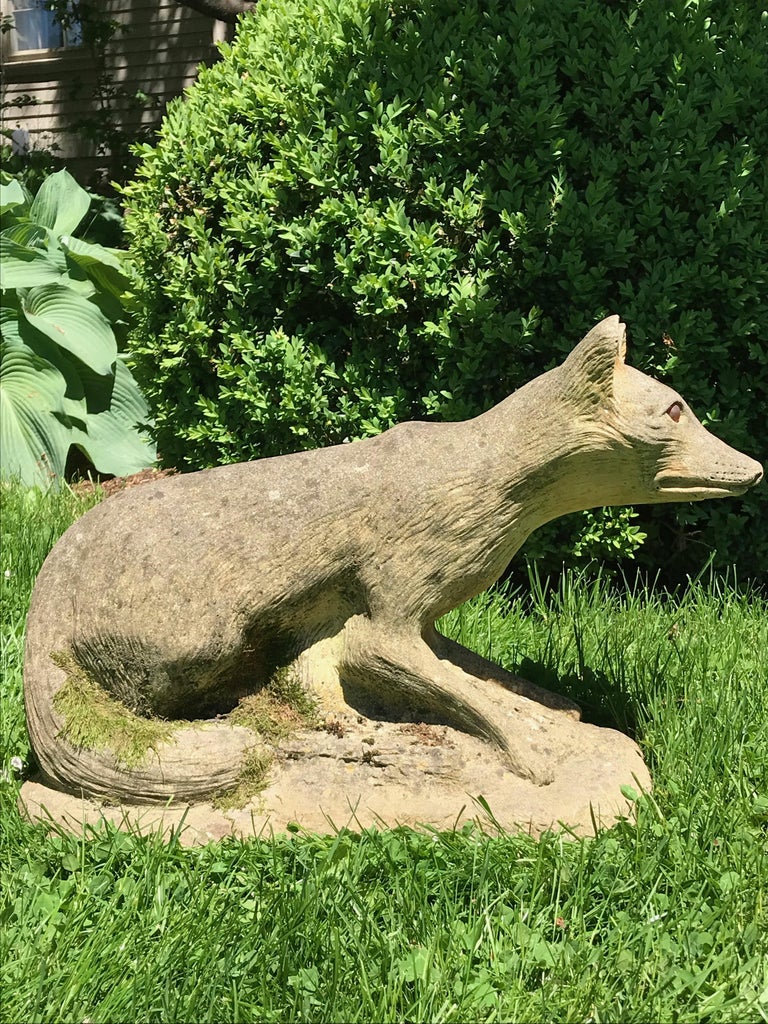 Life-Sized English Cast Stone Fox at 1stDibs