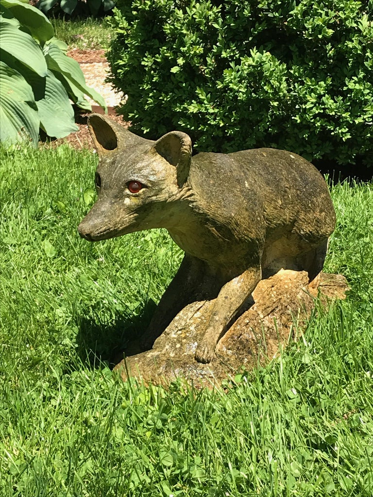 Life-Sized English Cast Stone Fox at 1stDibs