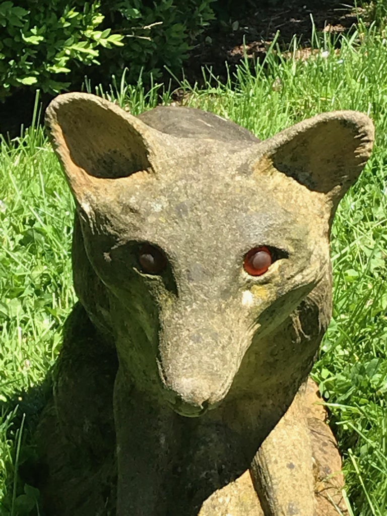 Life-Sized English Cast Stone Fox at 1stDibs