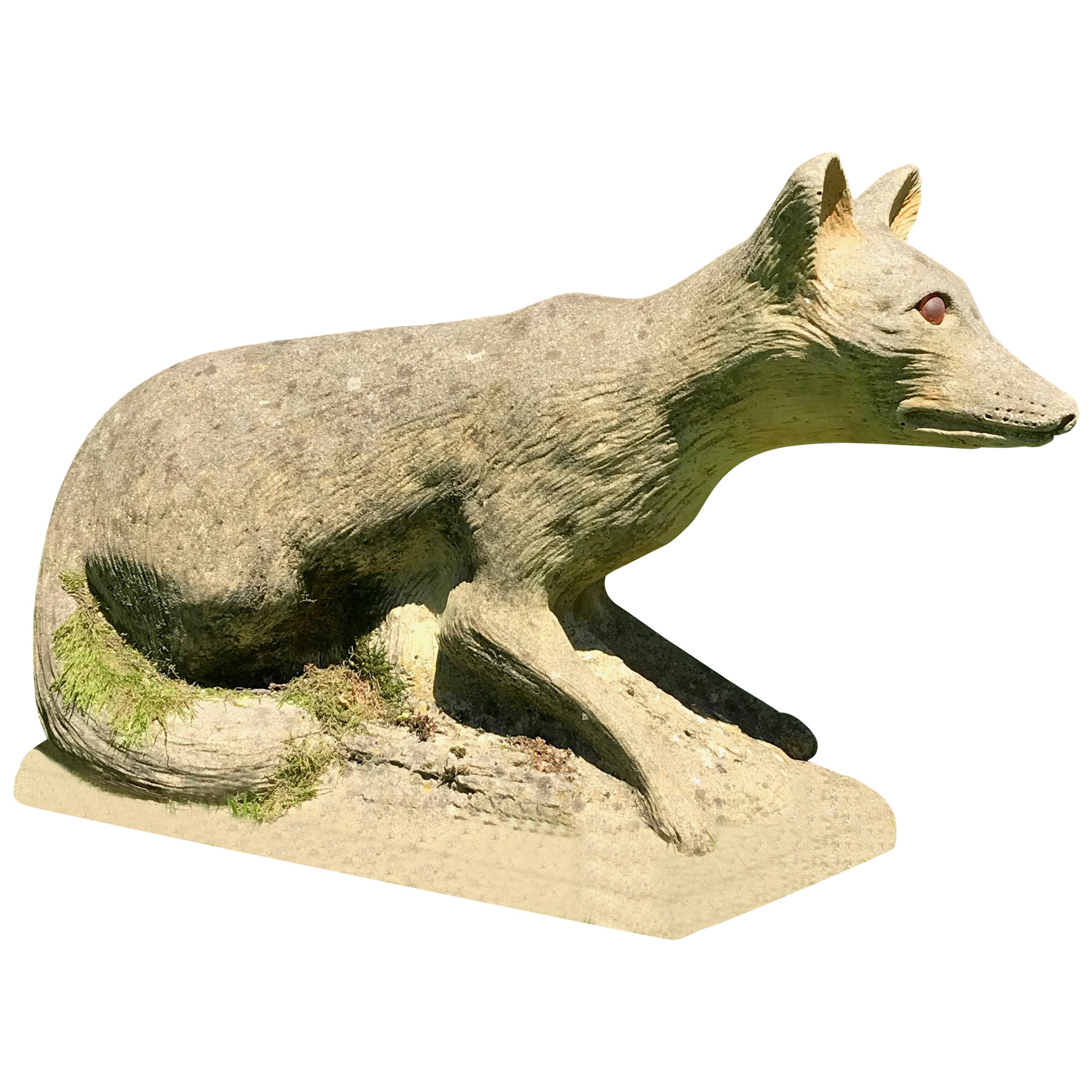 Life-Sized English Cast Stone Fox at 1stDibs