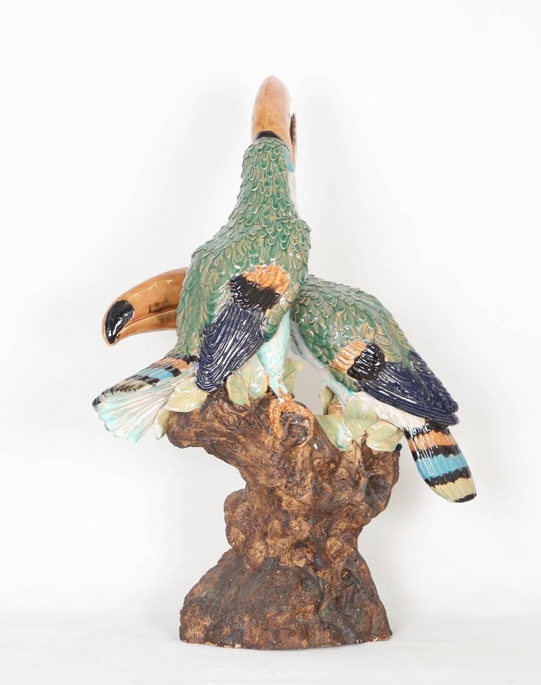 Life-Sized Italian Majolica Toucan Sculpture at 1stDibs