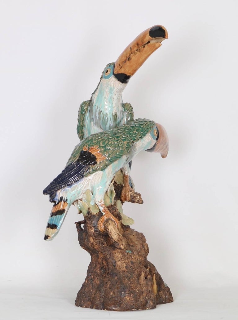 Life-Sized Italian Majolica Toucan Sculpture at 1stDibs