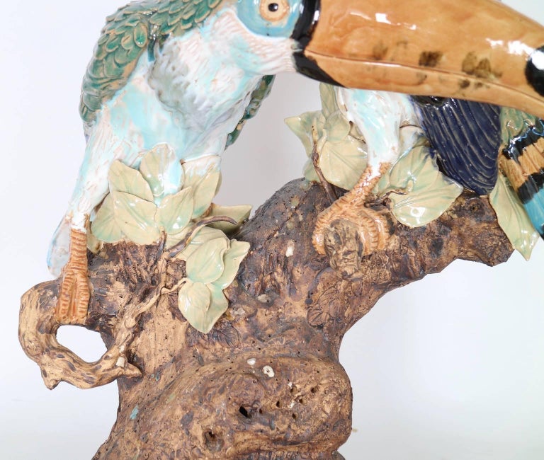 Life-Sized Italian Majolica Toucan Sculpture at 1stDibs
