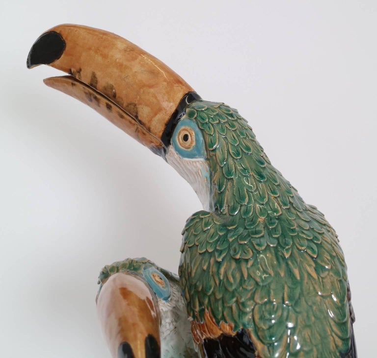 Life-Sized Italian Majolica Toucan Sculpture at 1stDibs