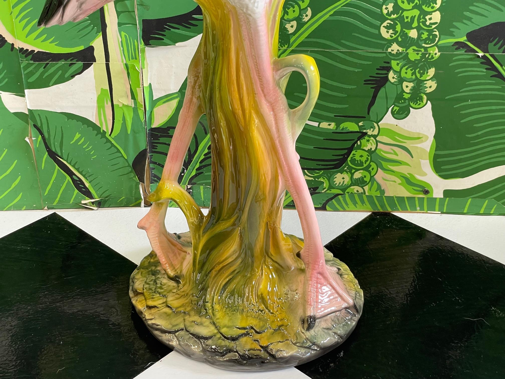 Life-size Ceramic Flamingo Sculpture Made in Italy For Sale at 1stDibs
