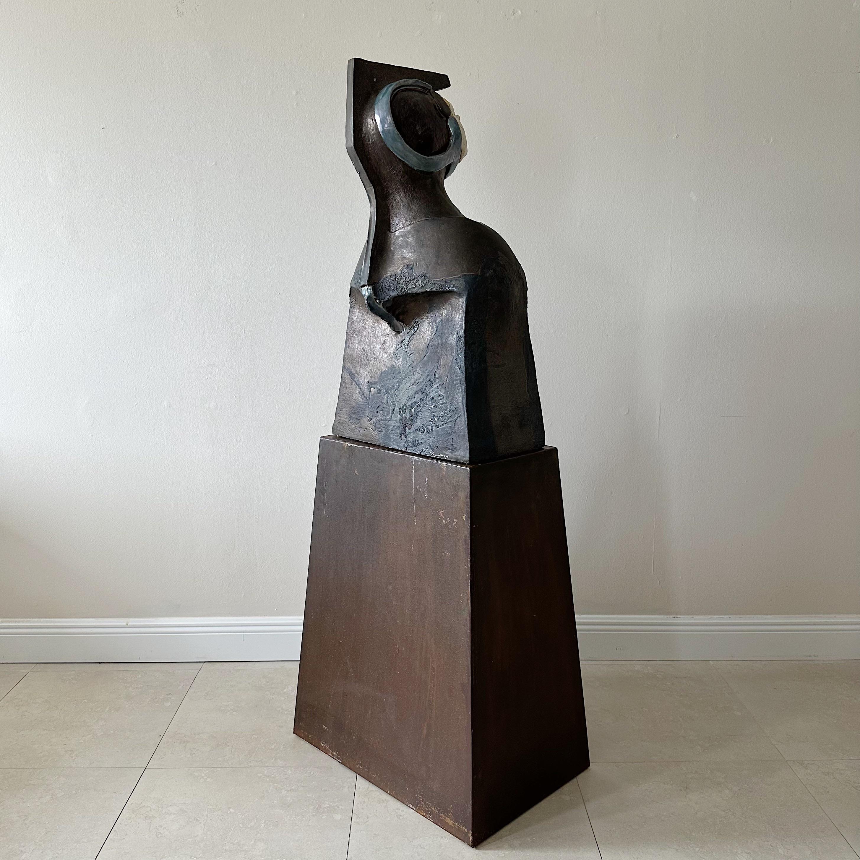 Lifesize Figural Studio Pottery Torso on Steel Base, One-Of-A-Kind Art ...