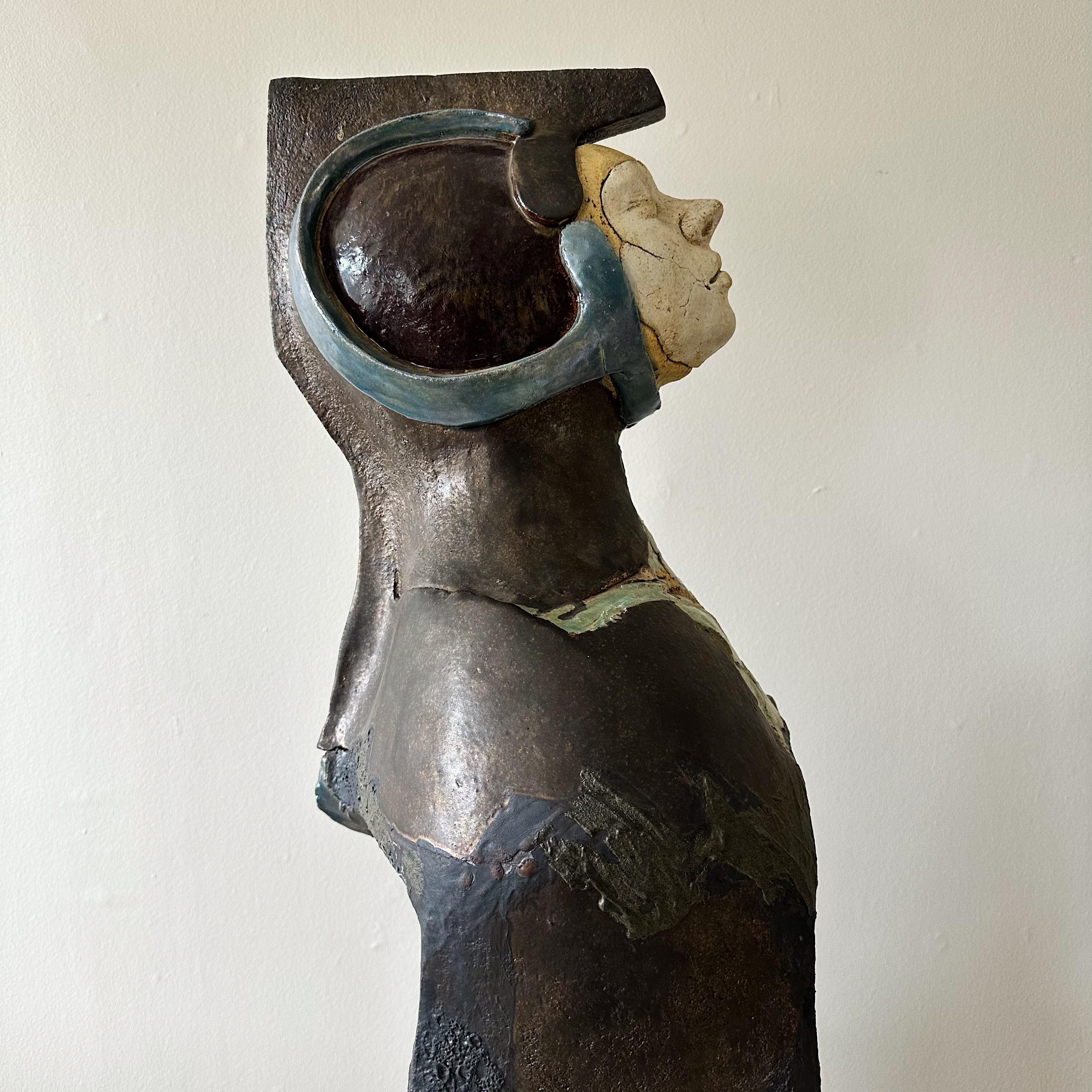 Lifesize Figural Studio Pottery Torso on Steel Base, One-Of-A-Kind Art ...