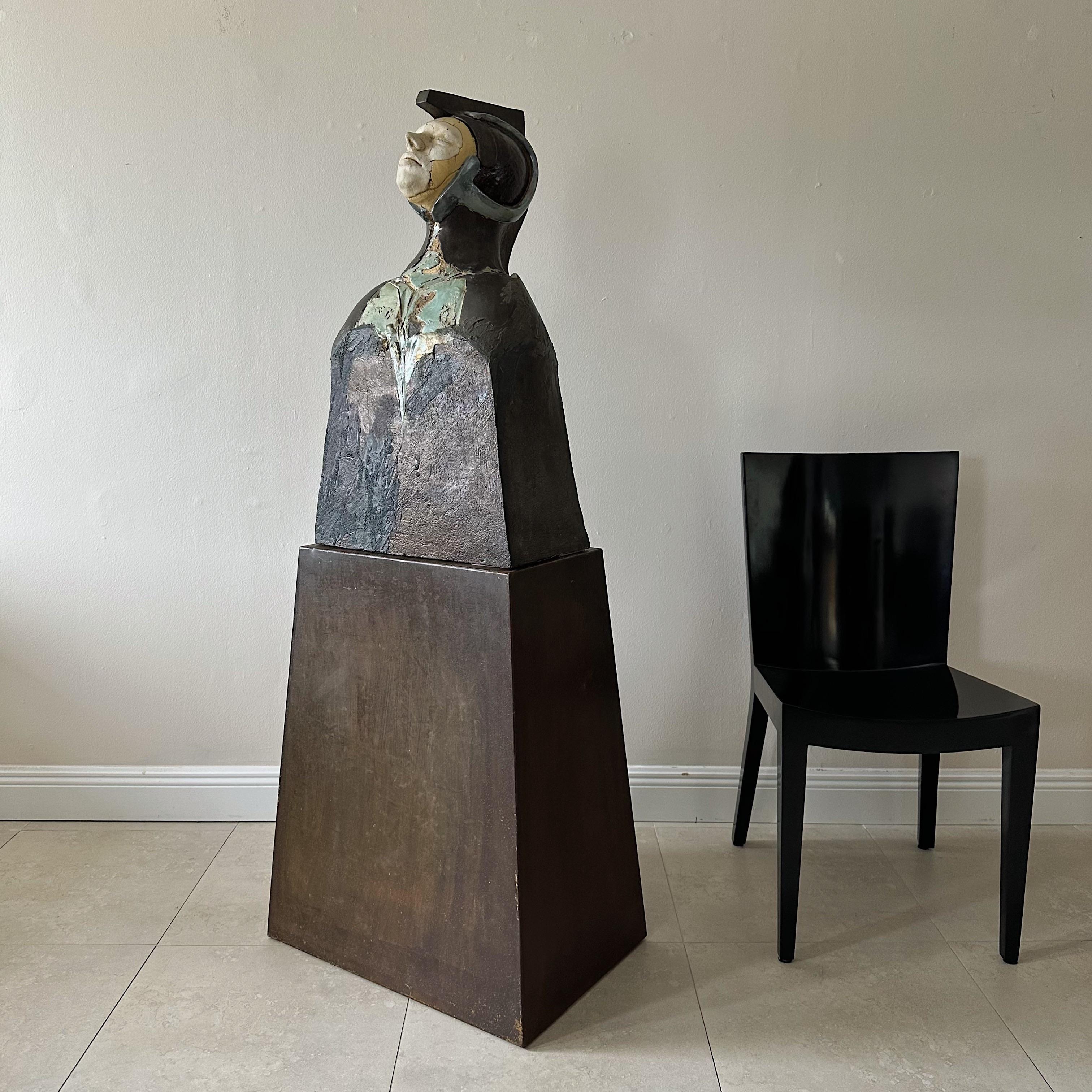 Lifesize Figural Studio Pottery Torso on Steel Base, One-Of-A-Kind Art ...