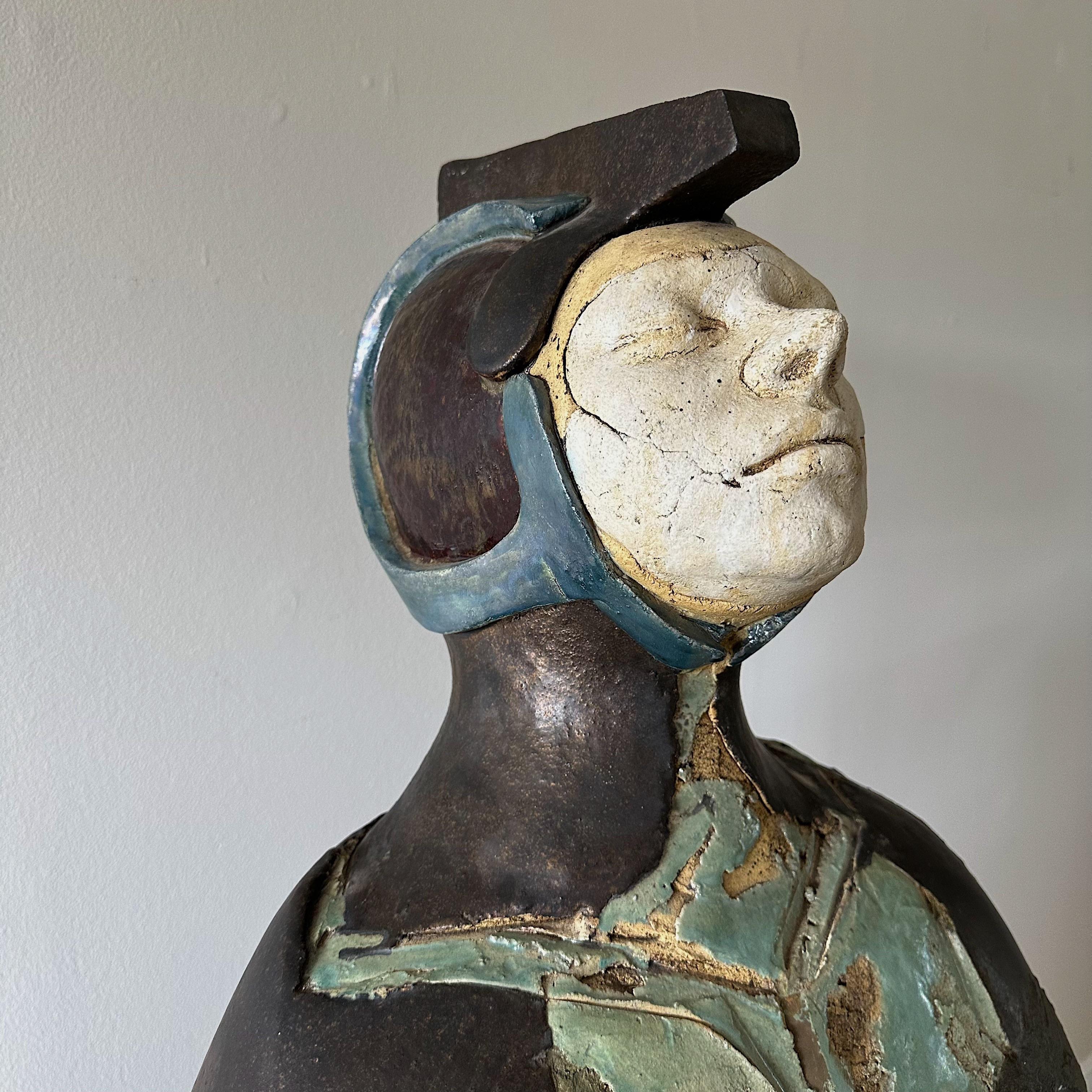 Lifesize Figural Studio Pottery Torso on Steel Base, One-Of-A-Kind Art ...
