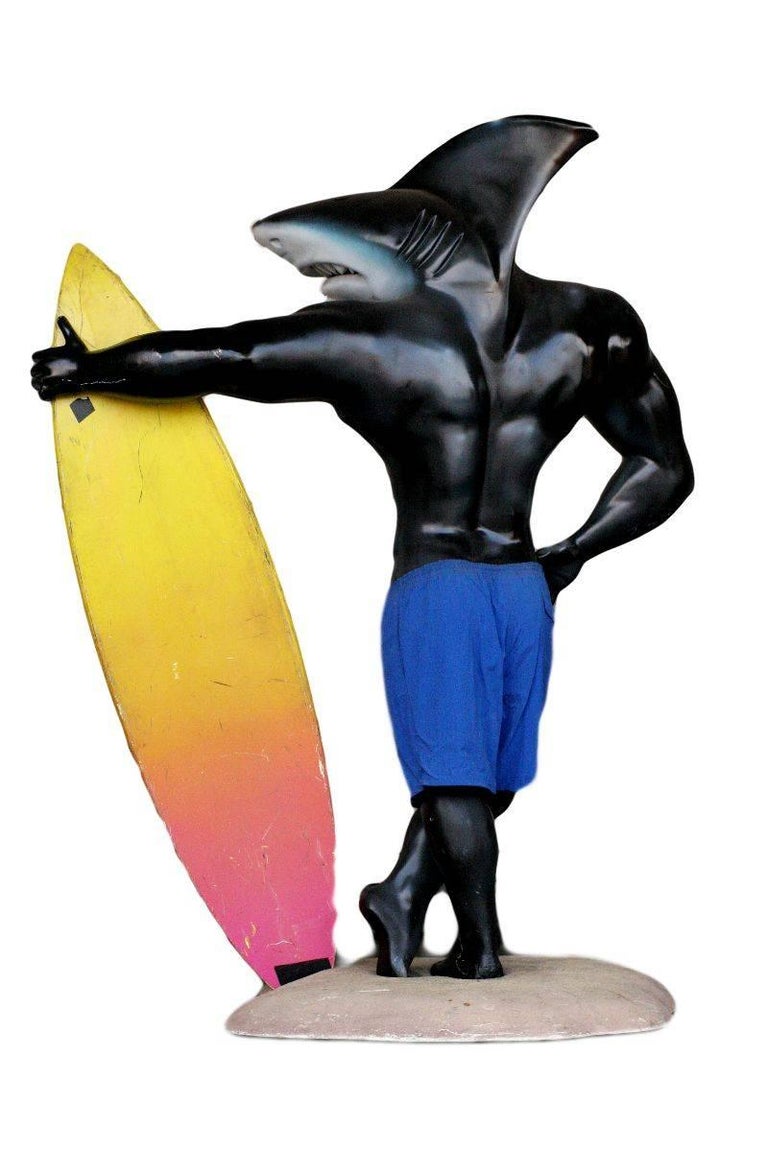 Lifesize Maui and Sons Sharkman Shark Surfer with Surfboard, circa 1990 ...