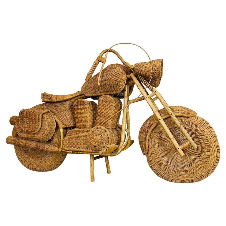 Lifesize Woven Rattan Motorcycle at 1stDibs