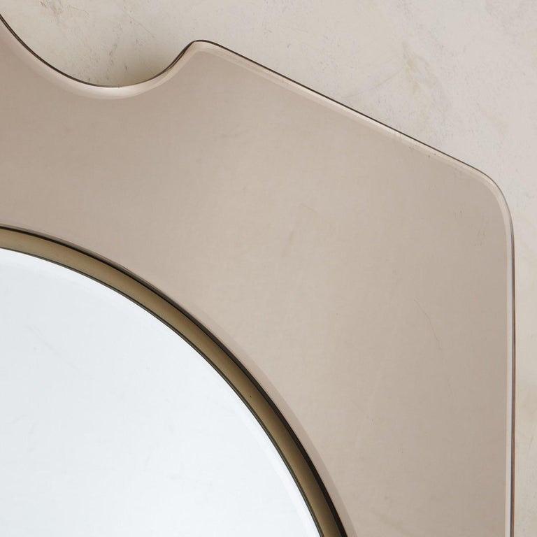 Light Amber Italian Back-Painted Glass Frame Wall Mirror For Sale at ...