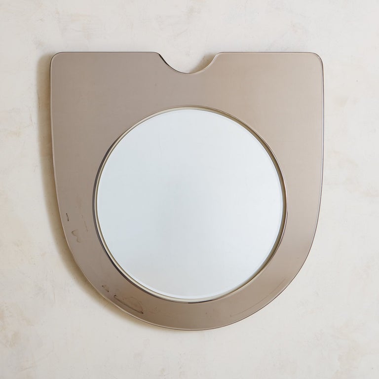 Light Amber Italian Back-Painted Glass Frame Wall Mirror For Sale at ...