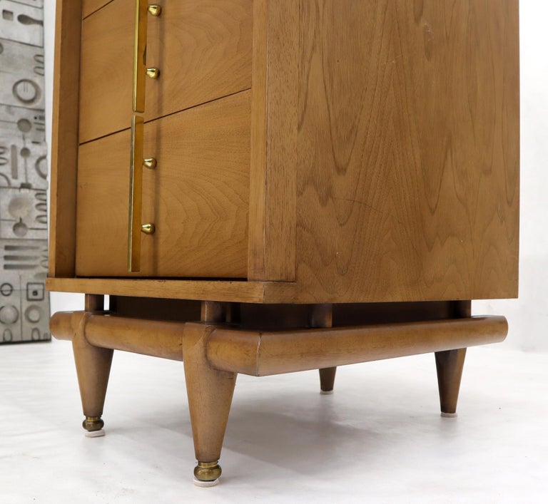 Light American Walnut Three Drawer End Table Night Stand w/ Brass ...