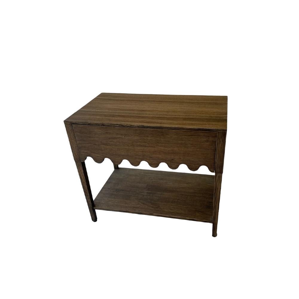 Light and Dwell Charli Wave Scalloped Oak Nightstand with Drawer For ...