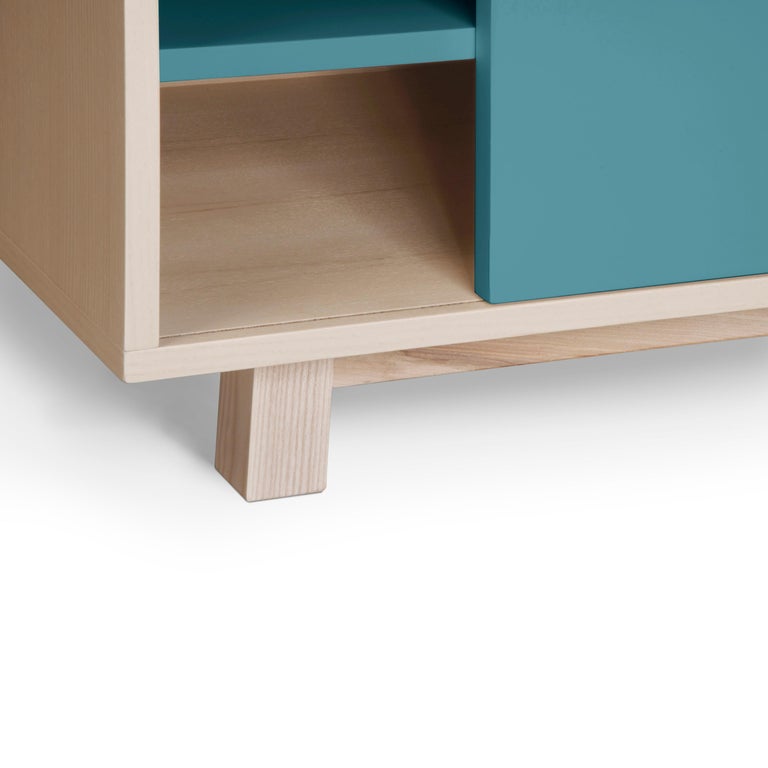 Light Blue 2-door TV cabinet in ash, scandinavian design by Eric Gizard ...