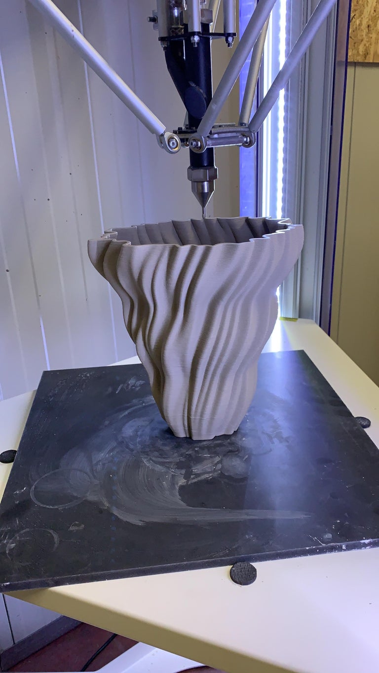 Light Blue 3D Printed Ceramic Grazia Porcelain Italy Contemporary 21st ...
