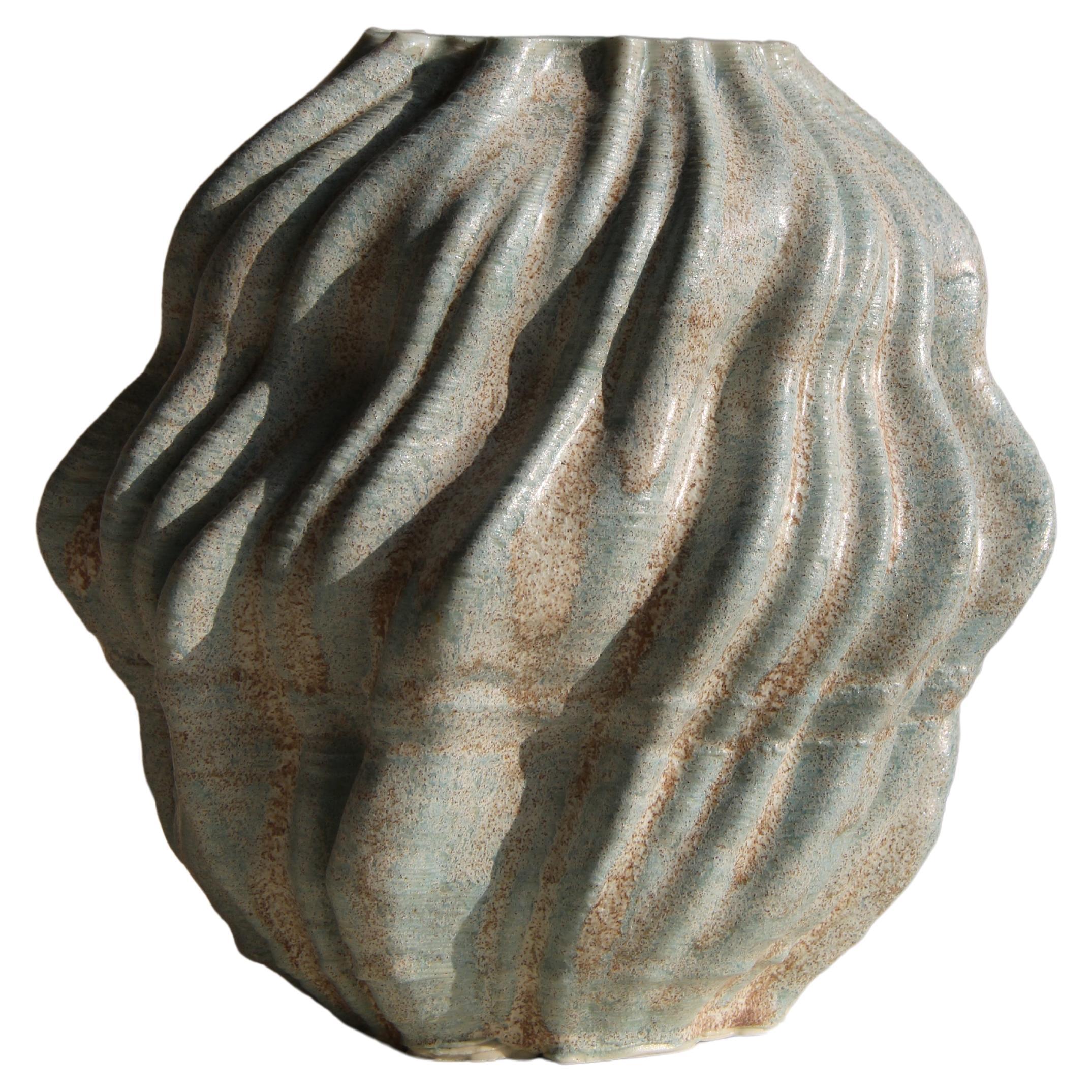 Gradient Blue 3D Printed Ceramic Tecla Vase Italy Contemporary 21st ...