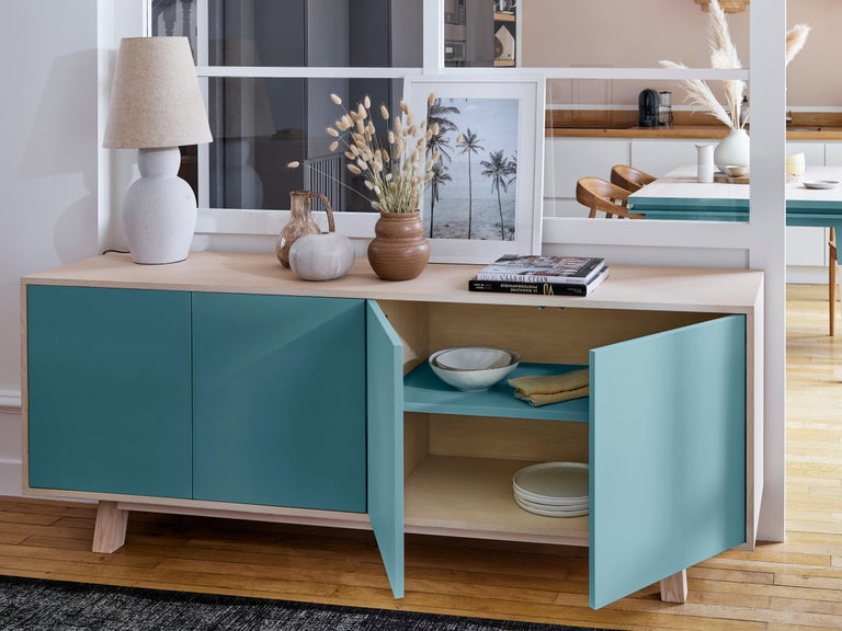 Light Blue 4-Door Low Sideboard, Scandinavian Design by Eric Gizard ...