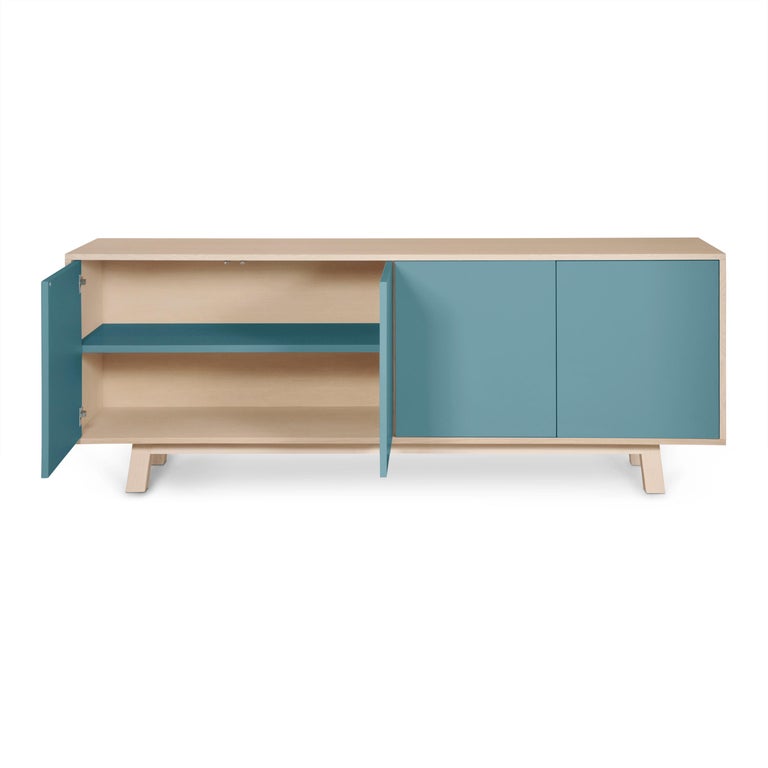 Light Blue 4-Door Low Sideboard, Scandinavian Design by Eric Gizard ...
