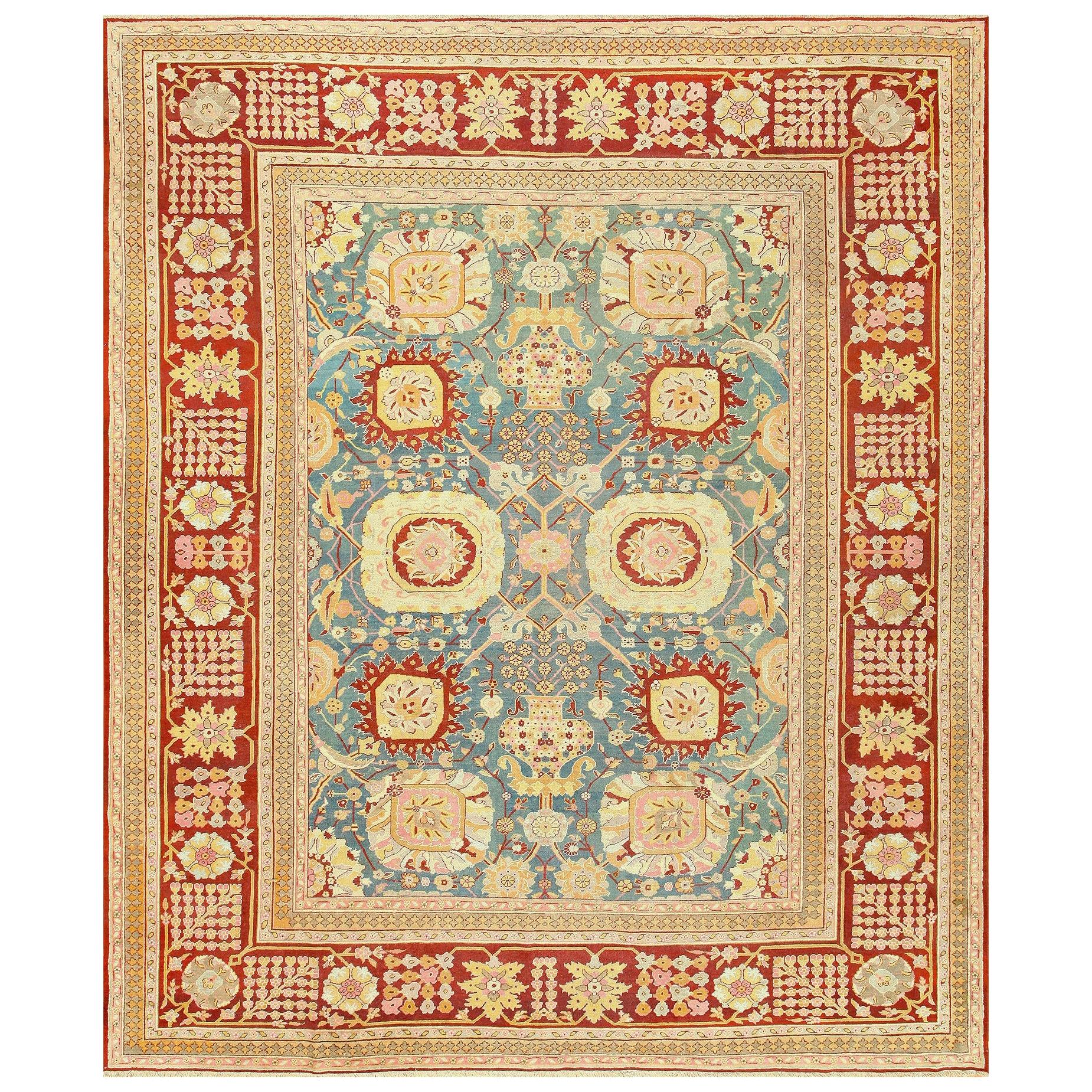 Beautiful Light Blue Antique Agra Carpet at 1stDibs