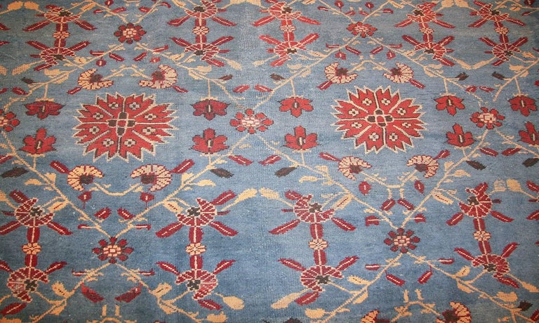 Light Blue Antique Indian Rug. Size: 10 ft 10 in x 14 ft 6 in (3.3 m x ...