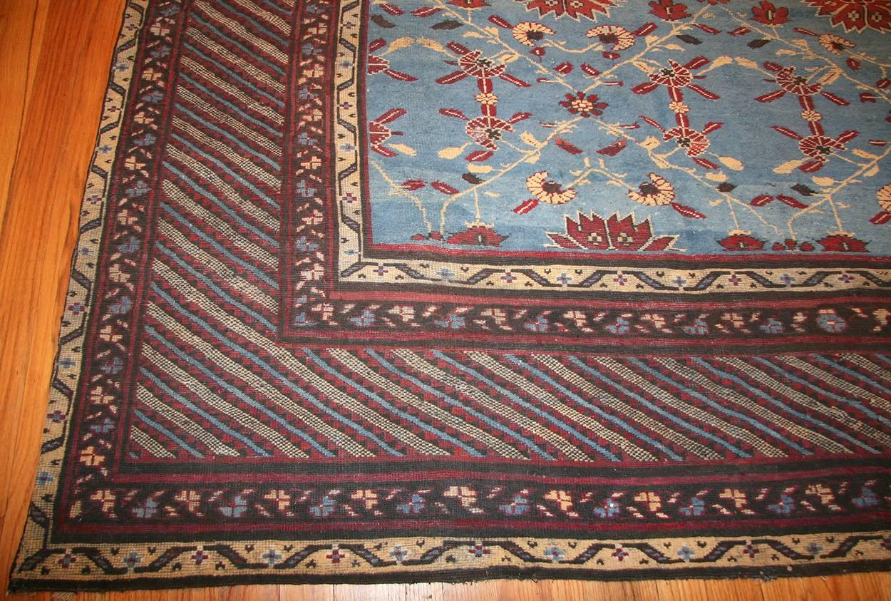 Light Blue Antique Indian Rug. Size: 10 ft 10 in x 14 ft 6 in (3.3 m x ...