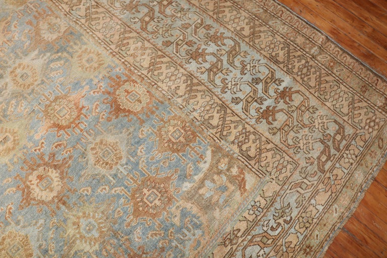 Light Blue Antique Malayer Corridor Rug For Sale at 1stDibs