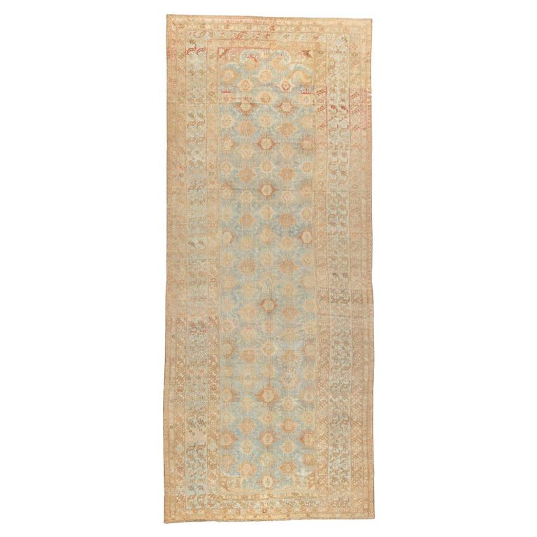 Light Blue Antique Malayer Corridor Rug For Sale at 1stDibs