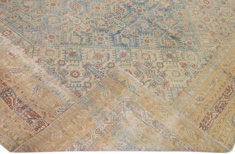 Light Blue Antique Persian Malayer Handmade Oversize Wool Rug with ...