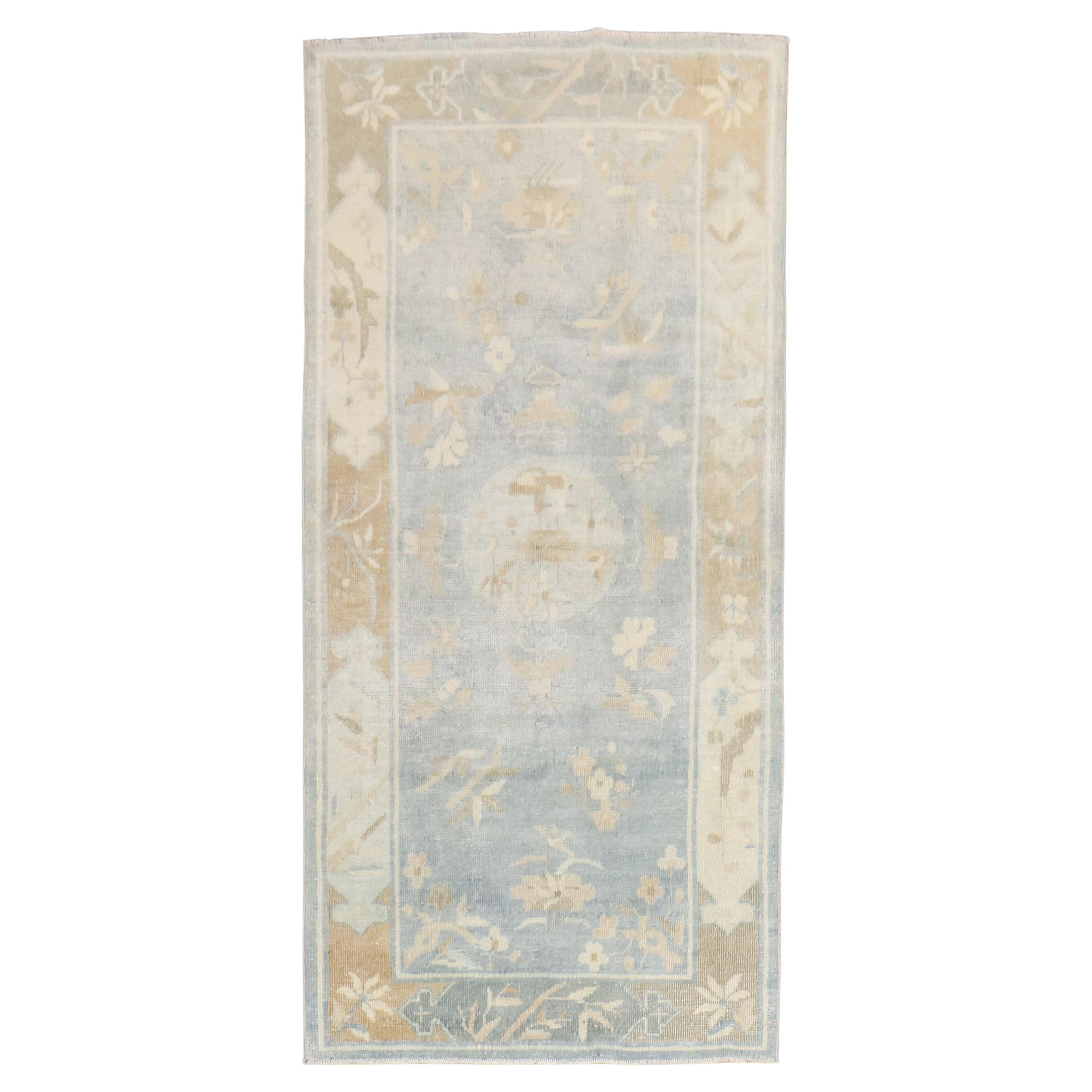 Oversize Light Blue Antique Chinese Rug For Sale at 1stDibs