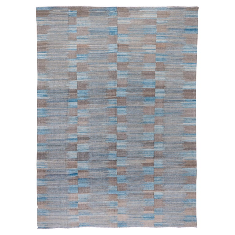 Light Blue and Gray Scandinavian Design Flatweave Area Rug For Sale at ...