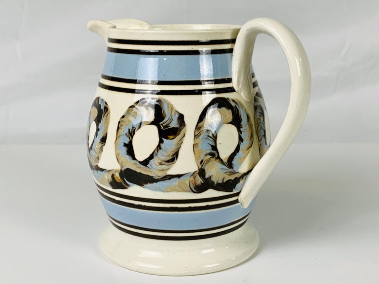 Light Blue Mochaware Pitcher with Cable Decoration, England, circa 1820 ...