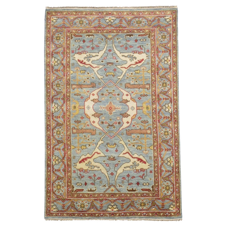 Light-Blue Oushak Area Rug For Sale at 1stDibs