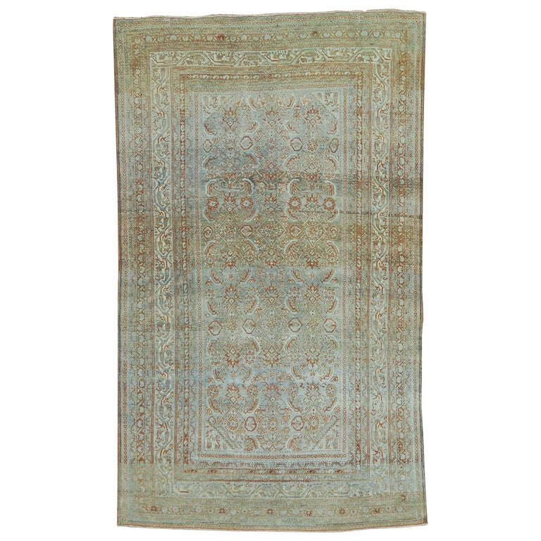 Light Blue Pale Antique Persian Malayer 20th Century Rug For Sale at ...