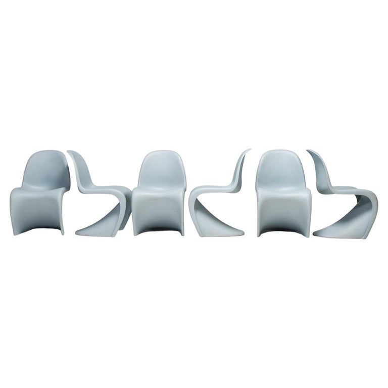 Light Blue Panton Chairs by Verner Panton for Vitra, Set of 6 For Sale ...