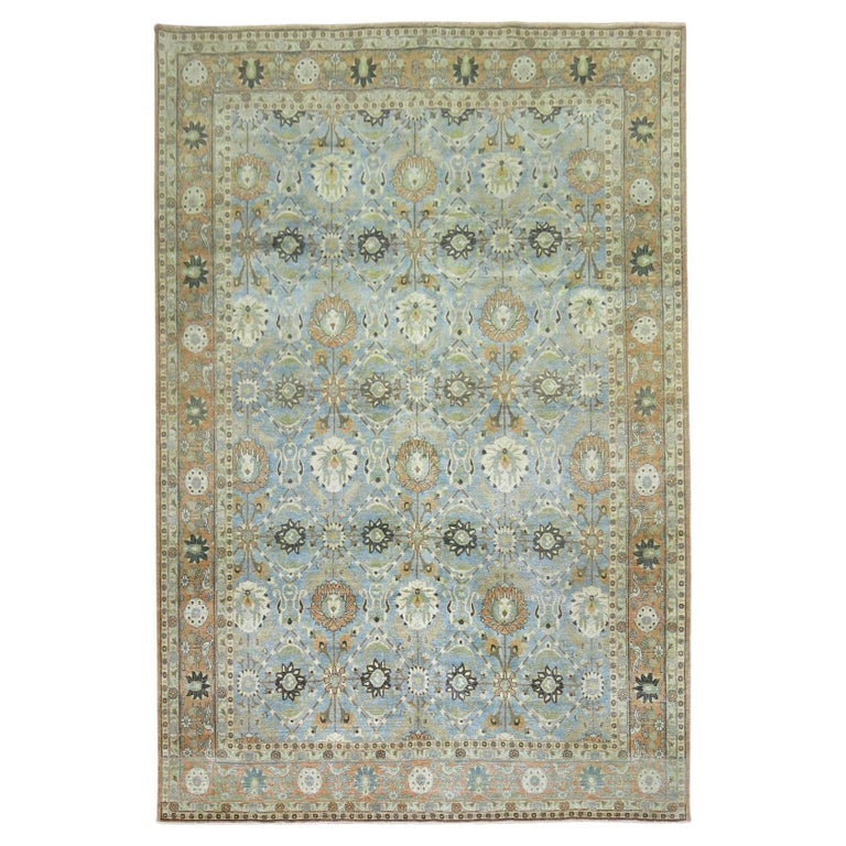 Light Blue Persian Pigeon Rug For Sale at 1stDibs