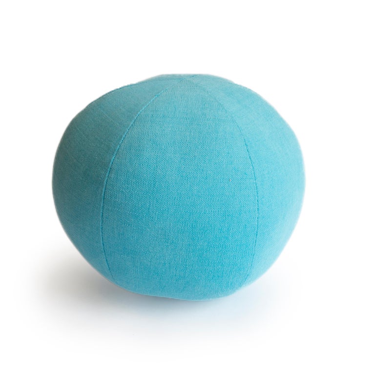 Light Blue Round Ball Throw Pillow For Sale at 1stDibs | light blue ...