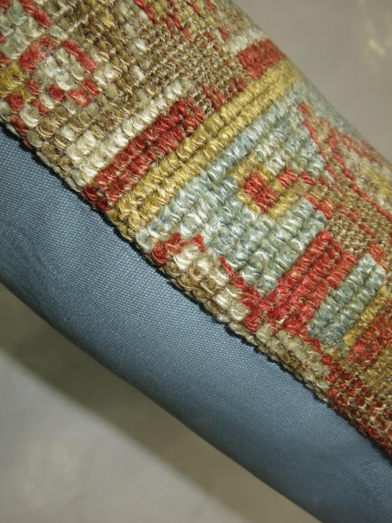 Light Blue Rust Color Antique Persian Lumbar Size Rug Pillow For Sale ...