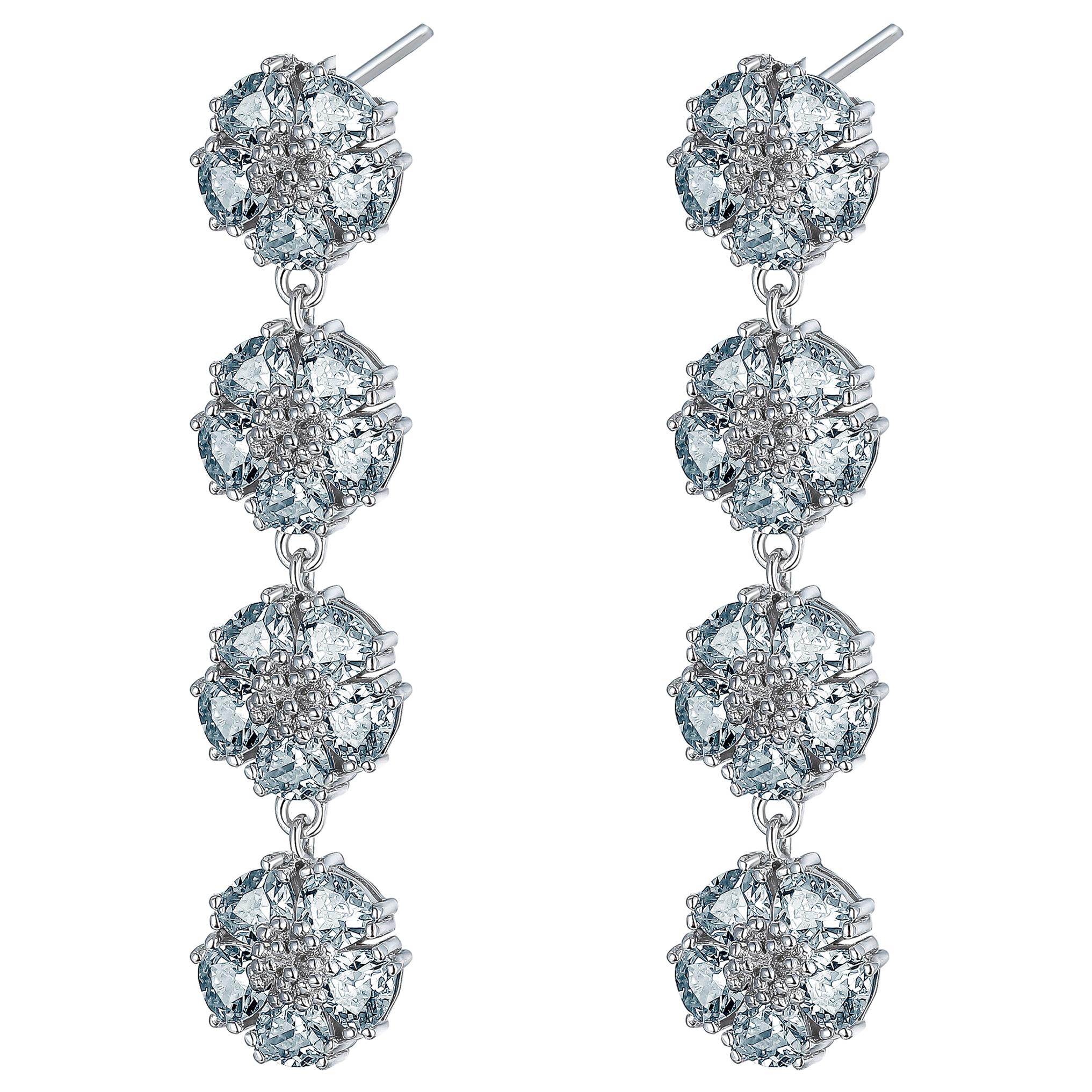 18 Karat Rose Gold Diamond Multi-Coloured Sapphire Chandelier Earrings ...