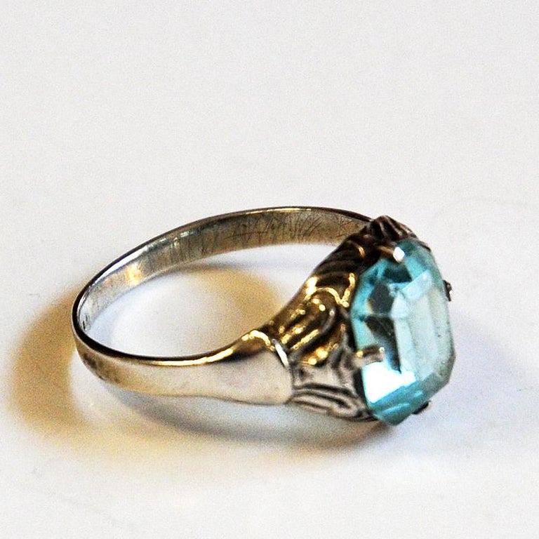Light Blue Stone Silver Ring by KE Palmberg for Alton, Sweden, 1970s at ...