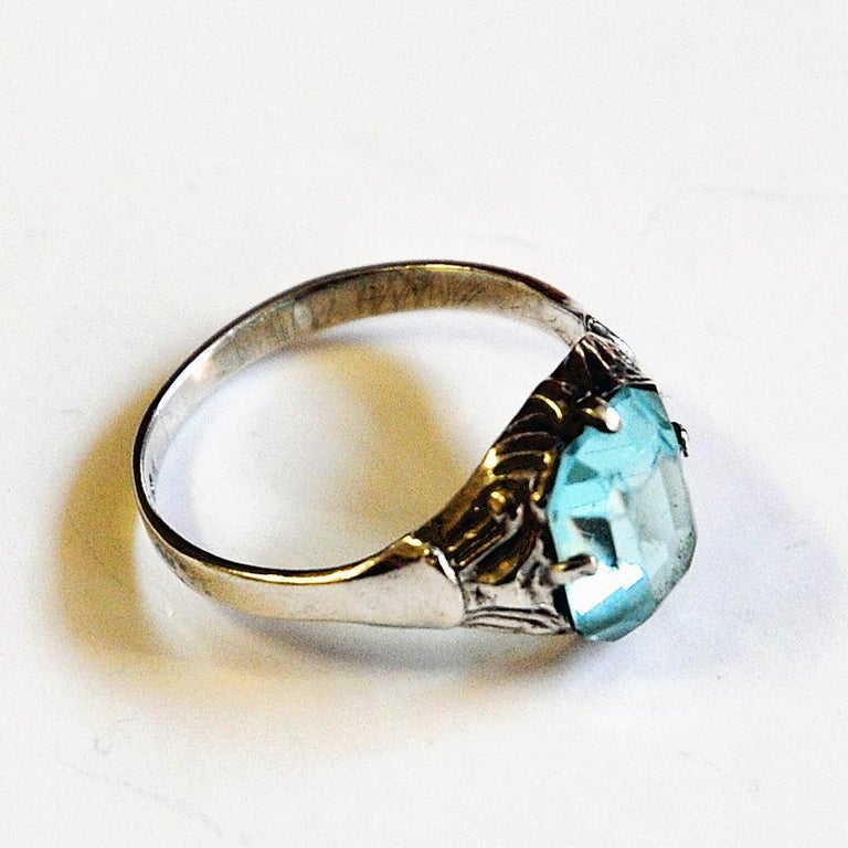 Light Blue Stone Silver Ring by KE Palmberg for Alton, Sweden, 1970s at ...