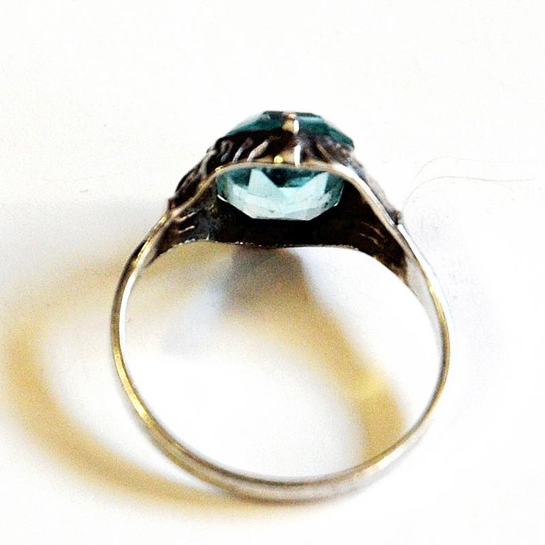 Light Blue Stone Silver Ring by KE Palmberg for Alton, Sweden, 1970s at ...