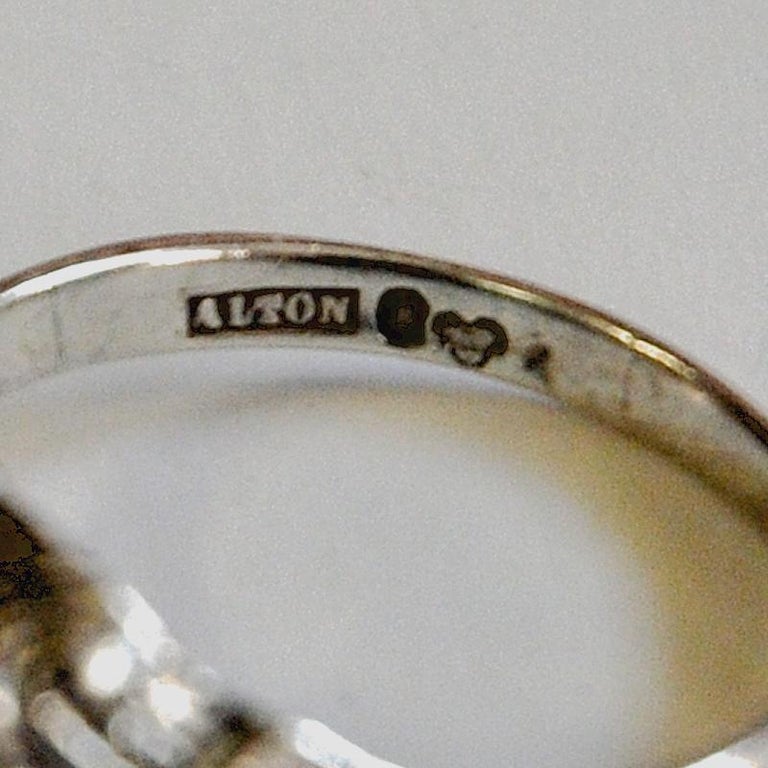 Light Blue Stone Silver Ring by KE Palmberg for Alton, Sweden, 1970s at ...